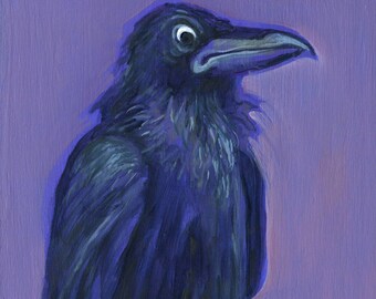 Halloween Raven Art Print Crow reading a Book Edgar Allan Poe