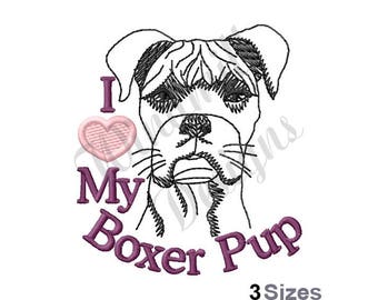 Boxer dog embroidery | Etsy
