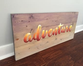 Adventure wood sign | Etsy