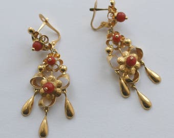 Red coral earrings | Etsy