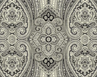 Black damask fabric | Etsy