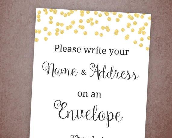 Name and Address Sign Printable Envelope Sign Please Write