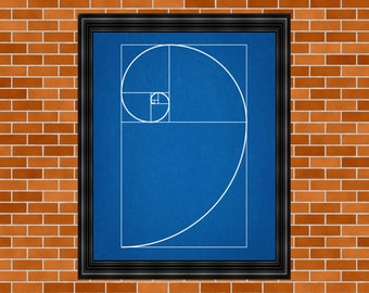Fibonacci Spiral Wall Art Poster Mathematics Fibonacci