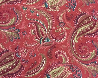 Red paisley fabric | Etsy