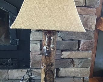 Small LED Log Light Table Lamp Desk Light Real Wooden Log