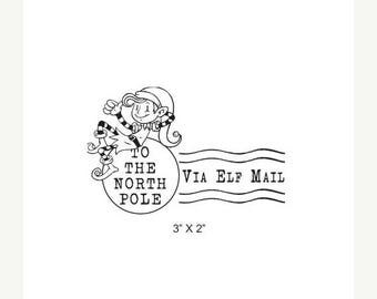 North Pole Santa Postmark for Christmas Rubber Stamp Postal