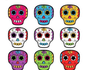 Day of the Dead Clipart. Sugar skulls clipart Día de Muertos