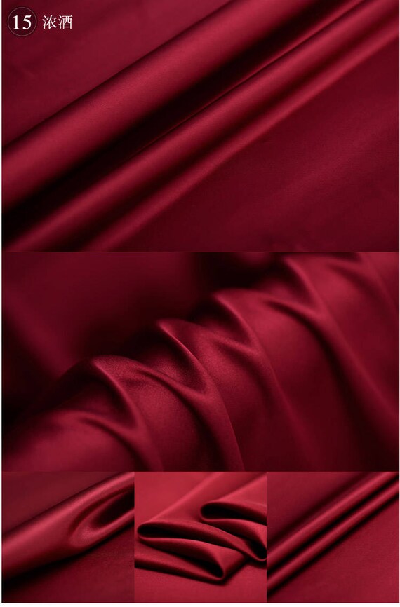 Deep Wine Red Stretch Silk Fabric 16m/m Solid Lining Cloth