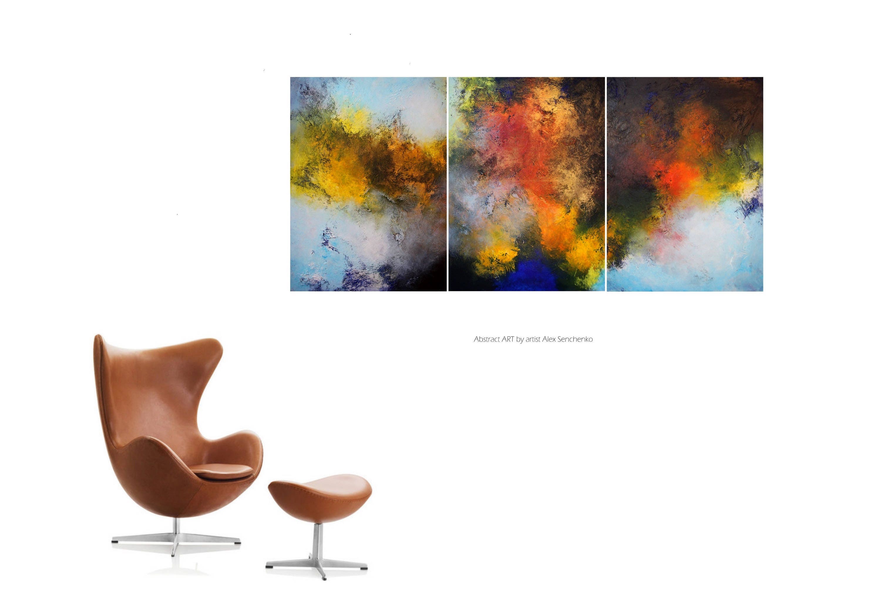 abstract triptych / abstract painting / contemporary art / modern ...