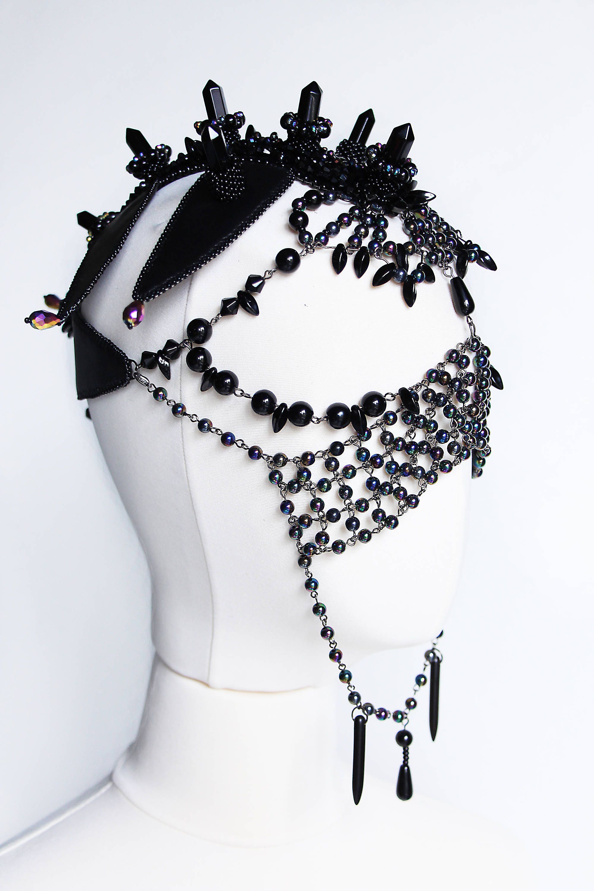 Fetish black Goddess headpiece festival headdress rave wear