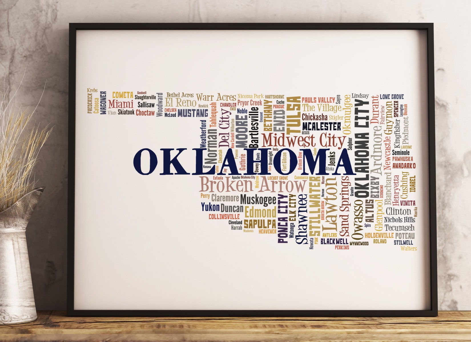 Oklahoma Map Art Oklahoma Art Print Oklahoma City Map