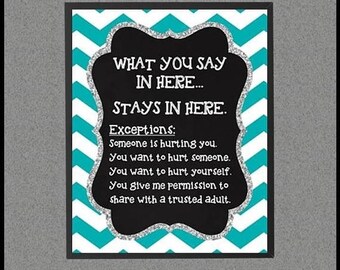 What You Say in Here Stays in Here Sign School Counselor