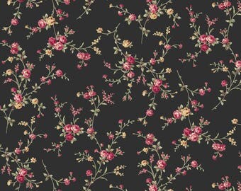 Black rose fabric | Etsy
