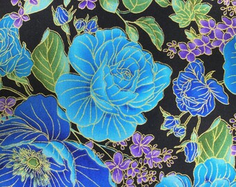 Black rose fabric | Etsy