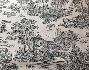 Black toile fabric | Etsy