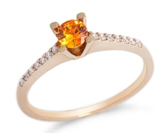 Orange sapphire ring | Etsy