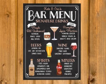 Custom bar menu | Etsy