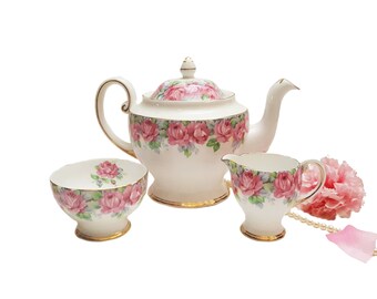 Pink rose tea set | Etsy