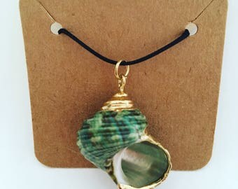 Items similar to Snail shell porcelain painted turquoise-blue and gold ...