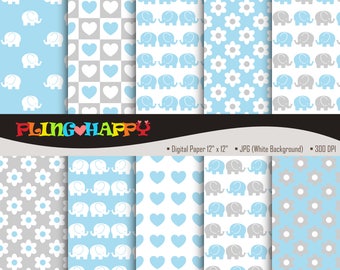 Its a Boy Digital Paper Set Baby Boy Blue Digital Papers