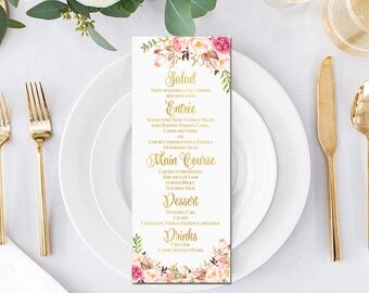 Wedding menu cards | Etsy
