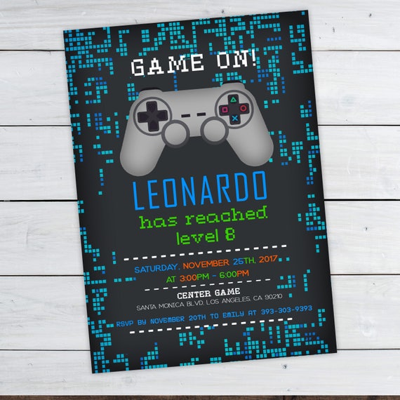 Video Game Invitations Video Game Party Invitation Video Game 