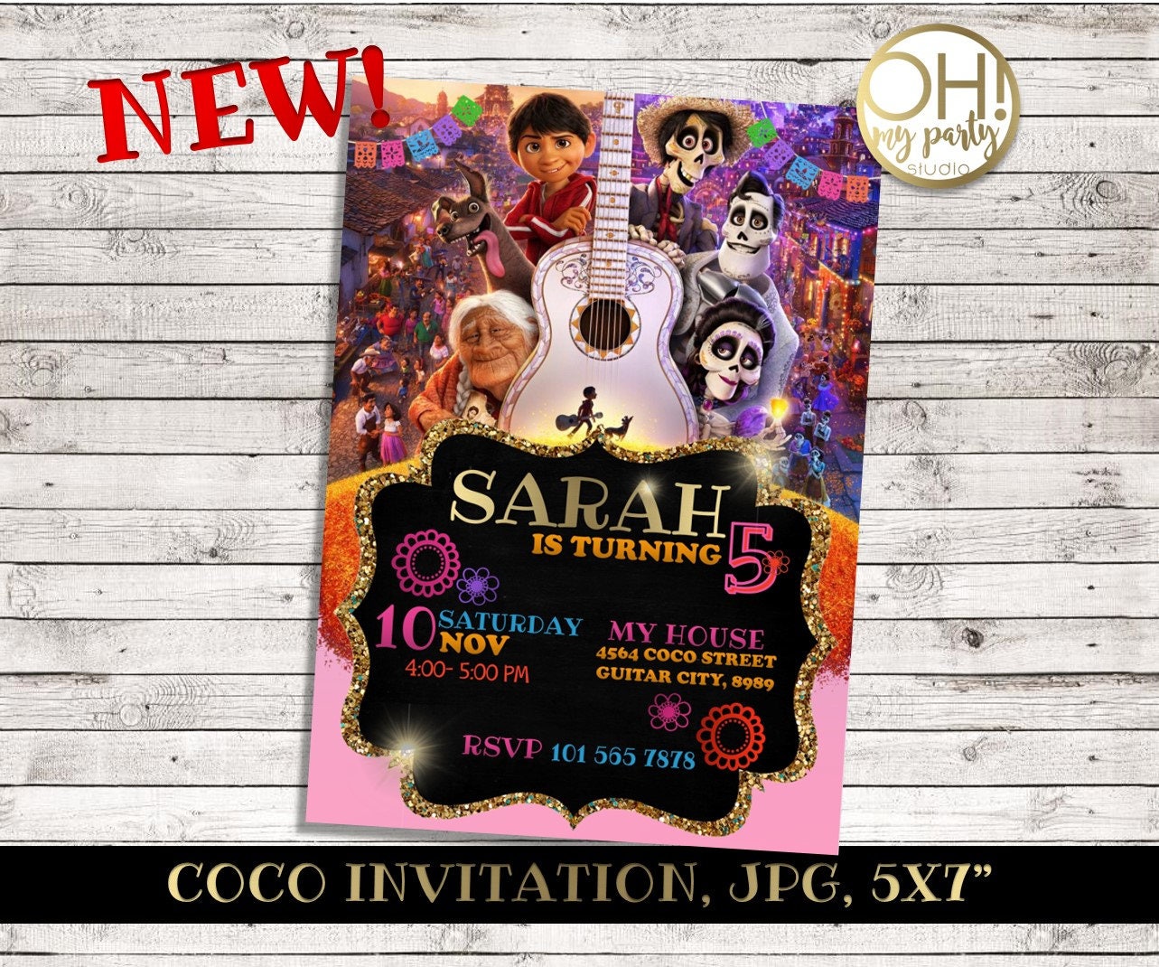 COCO birthday invitation coco disney pixar coco disney