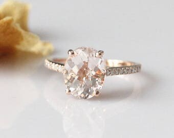 Large morganite ring | Etsy