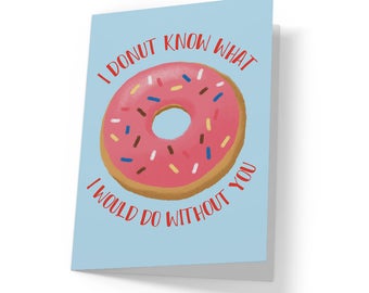 Funny Thank You Card Donut Pun Card Thank you note greeting