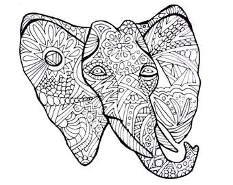 Elephant zentangle | Etsy