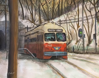 Trolley painting | Etsy