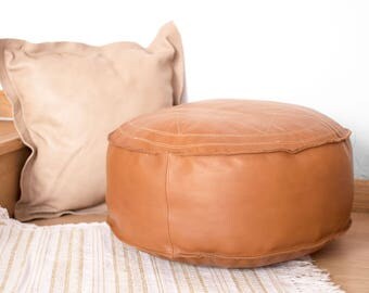 Leather pouf | Etsy