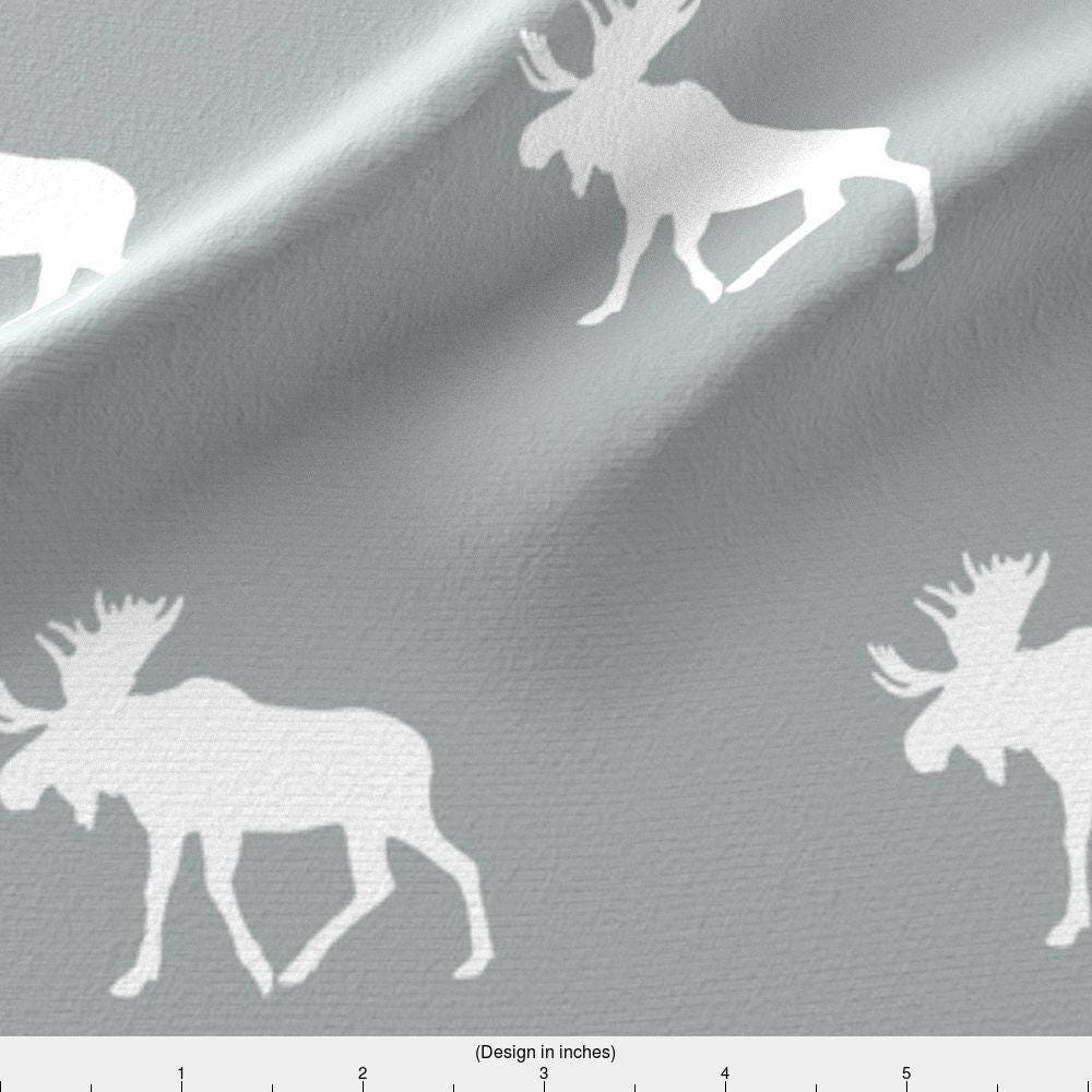 Moose Fabric - Moose / Grey Custom Fabric By Little Arrow Design ...