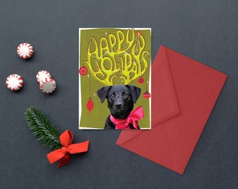 Pet christmas cards | Etsy