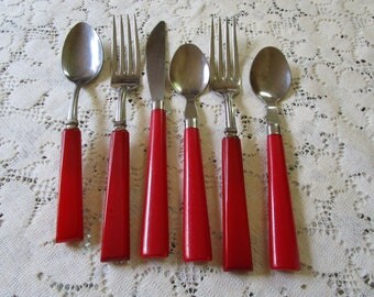 Red dinnerware | Etsy