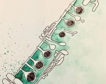 Clarinet Music Print Hand Signed