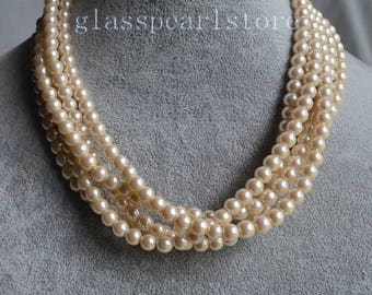 Champagne pearl necklace | Etsy