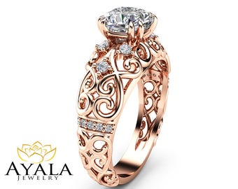 Ayala Jewelry Unique Engagement Ring Rose Gold by AyalaDiamonds