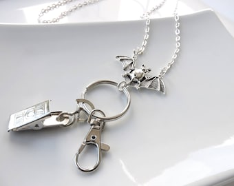 Silver ID Badge Holder Silver Chain Lanyard Chain Id Badge