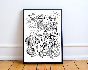 What a Wonderful World Louis Armstrong Lyrics Word Art