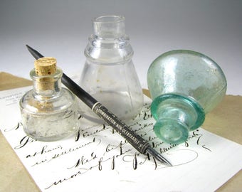 Vintage ink bottles | Etsy