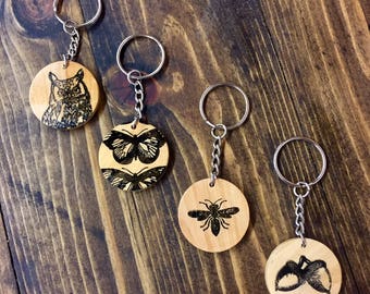 Wood keychain | Etsy