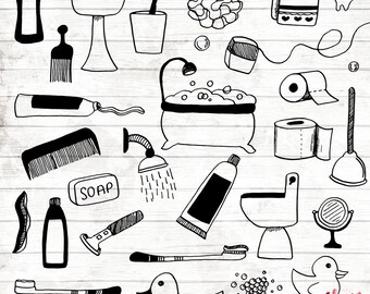 Bathroom clipart | Etsy