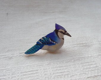 Blue Jay Needle-felt Wool Brooch
