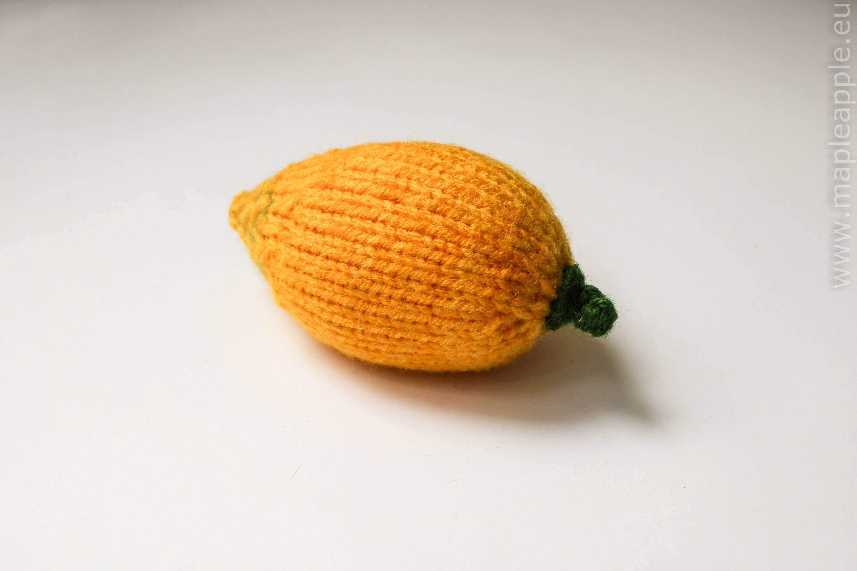 Soft toy lemon gift for foodie knitted fruits Waldorf toy