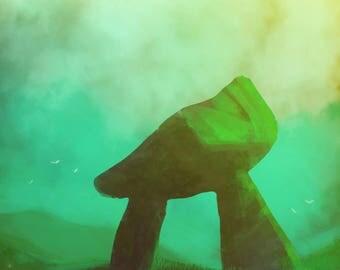 Fine Art Print Irish Landscape Painting Kilclooney Dolmen