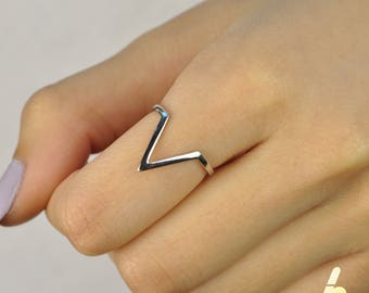 V shaped ring | Etsy