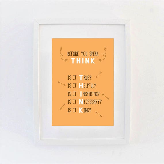 Before you Speak Think Classroom Decor Rules Printable Poster